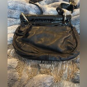 Jill Stuart | Bags | Jill Stuart Black And Silver Fringe Bag | Poshmark